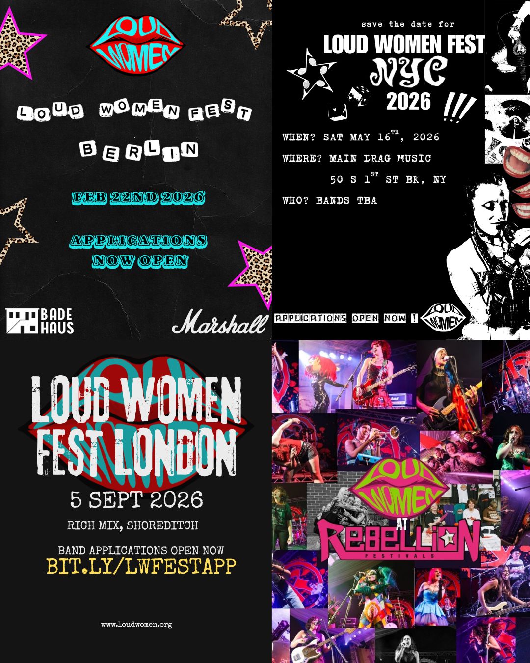 Band applications open for 2026 LOUD WOMEN Fests in Berlin, NYC and ...